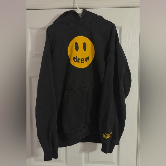 drew house | Tops | Drew House Black Hoodie With Yellow Logo | Poshmark